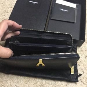 Yves Saint Laurent | Bags | Ysl Zip Around Wallet With Gold Hardware ...